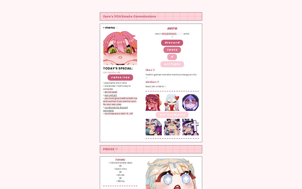 Zero’s YCH Emote Commissions